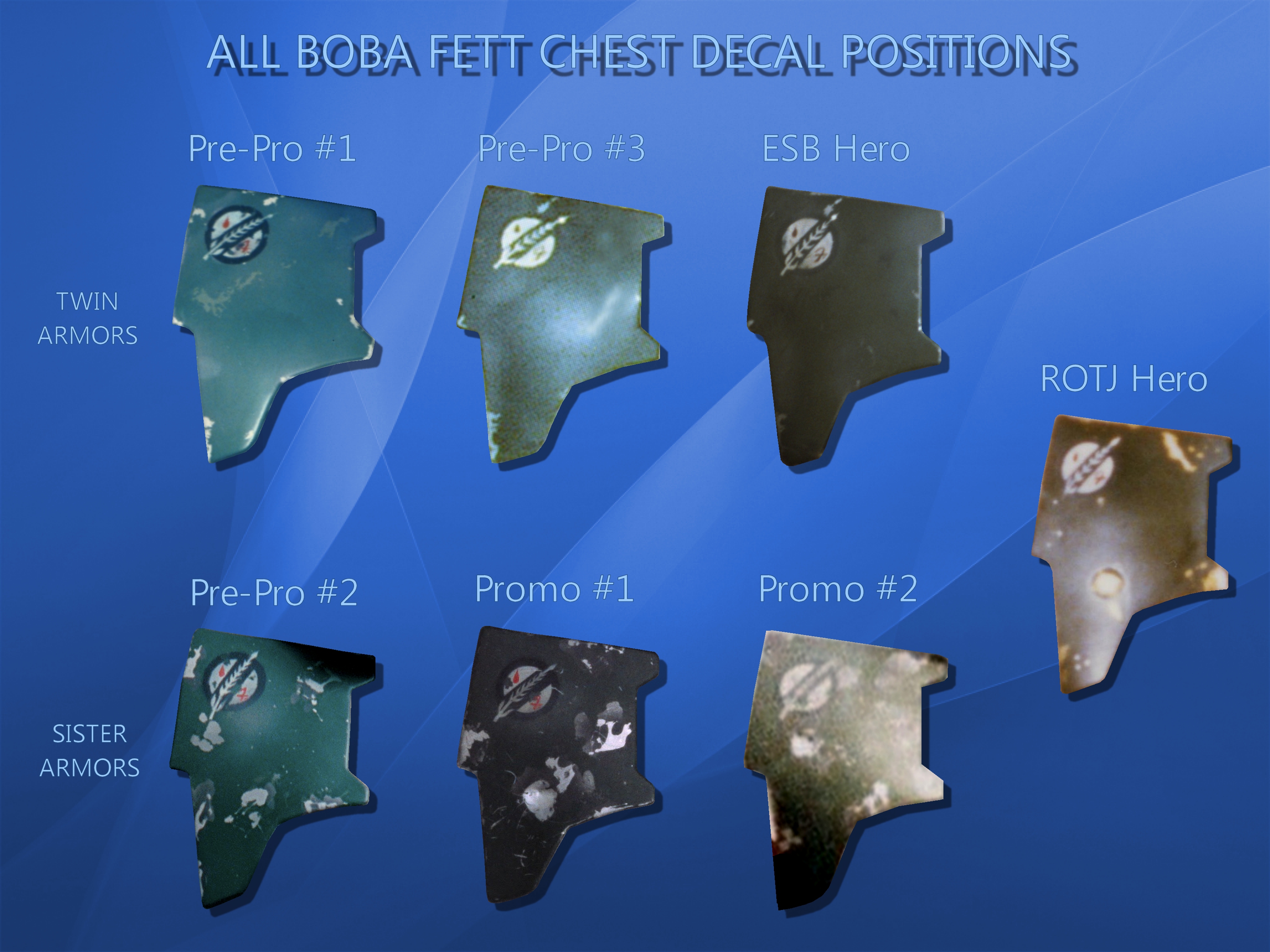 All Boba Fett Chest And Shoulder Decals Boba Fett Costume And Prop 